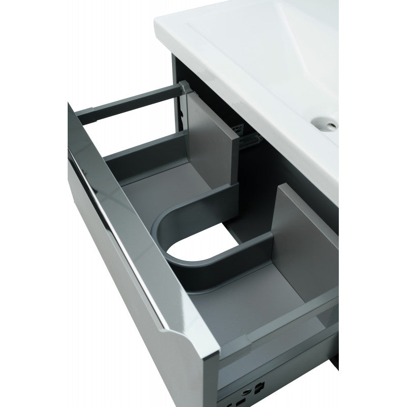 Royal Dark Grey Wall Mounted Drawer Unit & Ceramic Basin - 600mm ...