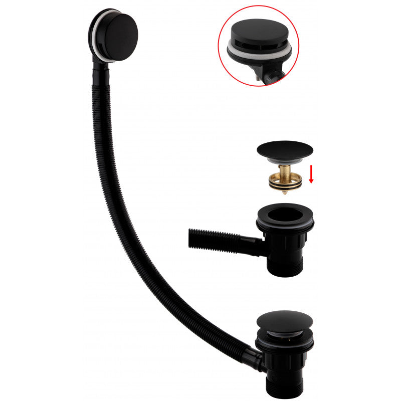 Easy Clean Sprung Bath Waste - Black – PlumbStore Direct