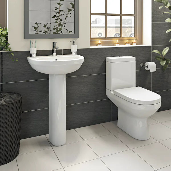 Portland Toilet & Basin Cloakroom Set - Full Pedestal Basin ...
