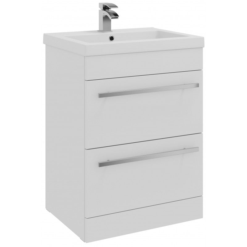 Milan Floor Standing 2 Drawer Unit & Basin - 600mm – PlumbStore Direct